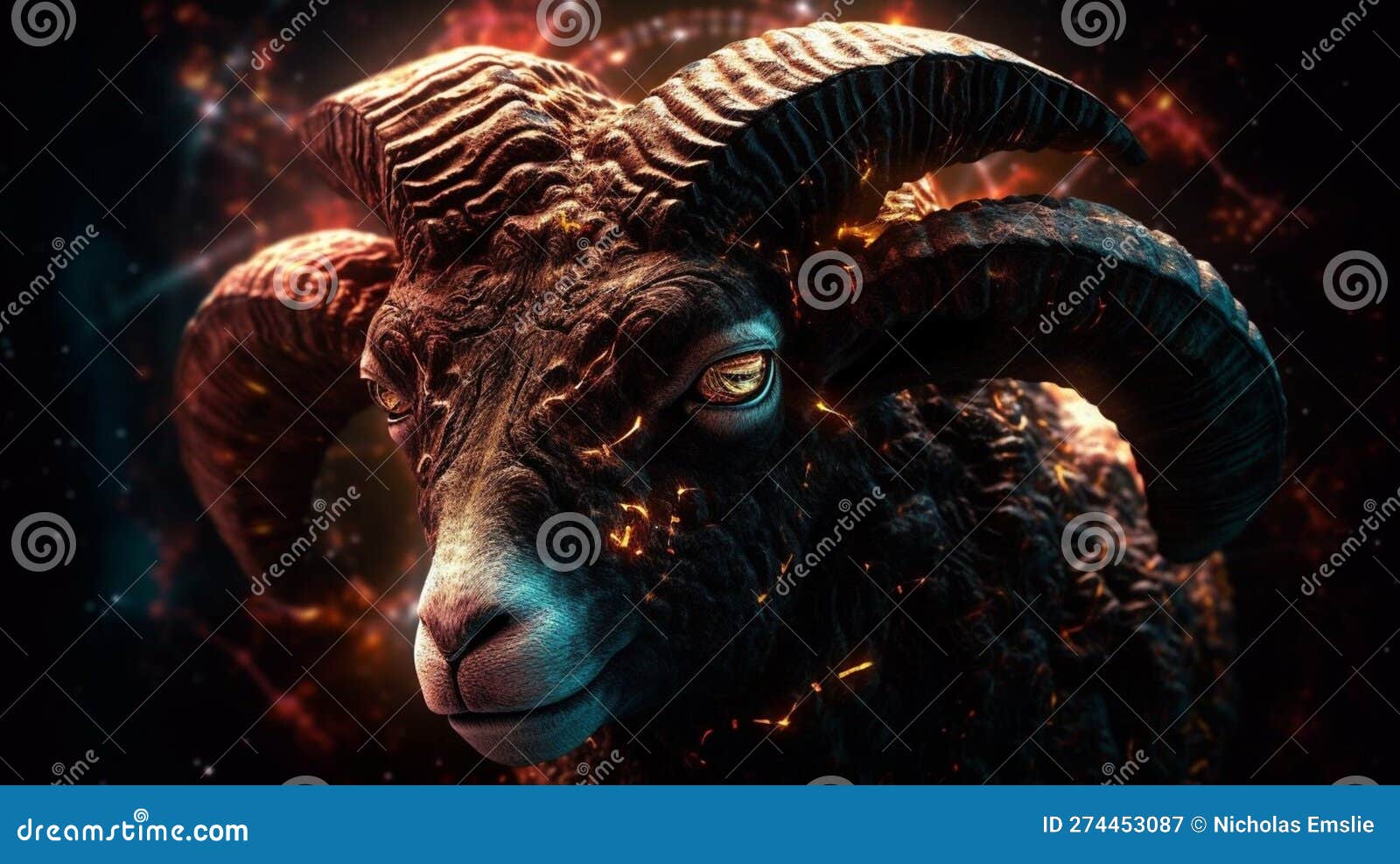 Ram close up ai generated stock illustration. Illustration of sheep ...
