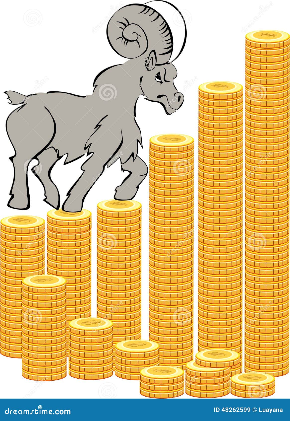 Ram and coins stock vector. Illustration of horned, difficulties - 48262599