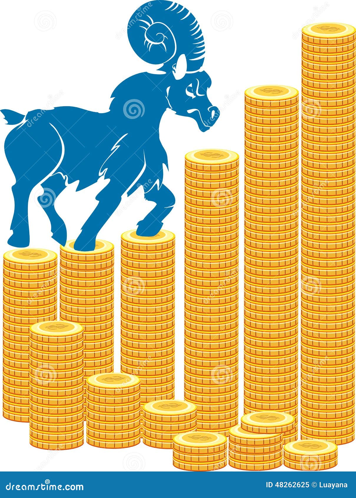 Ram and coins stock vector. Illustration of mammal, blue - 48262625