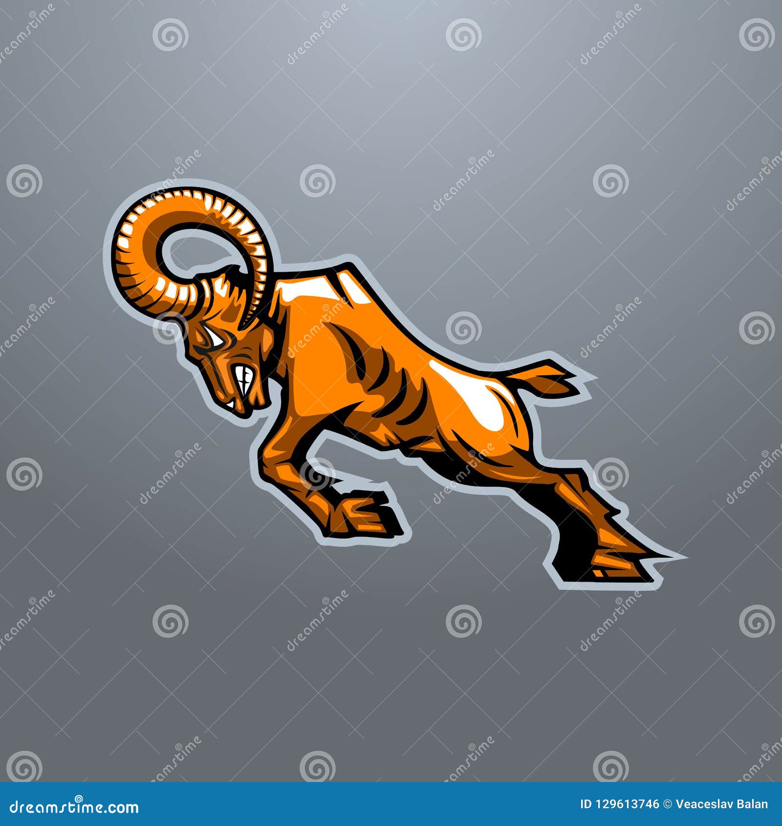 Ram in Combat Jump. Cartoon Style Stock Vector - Illustration of ...