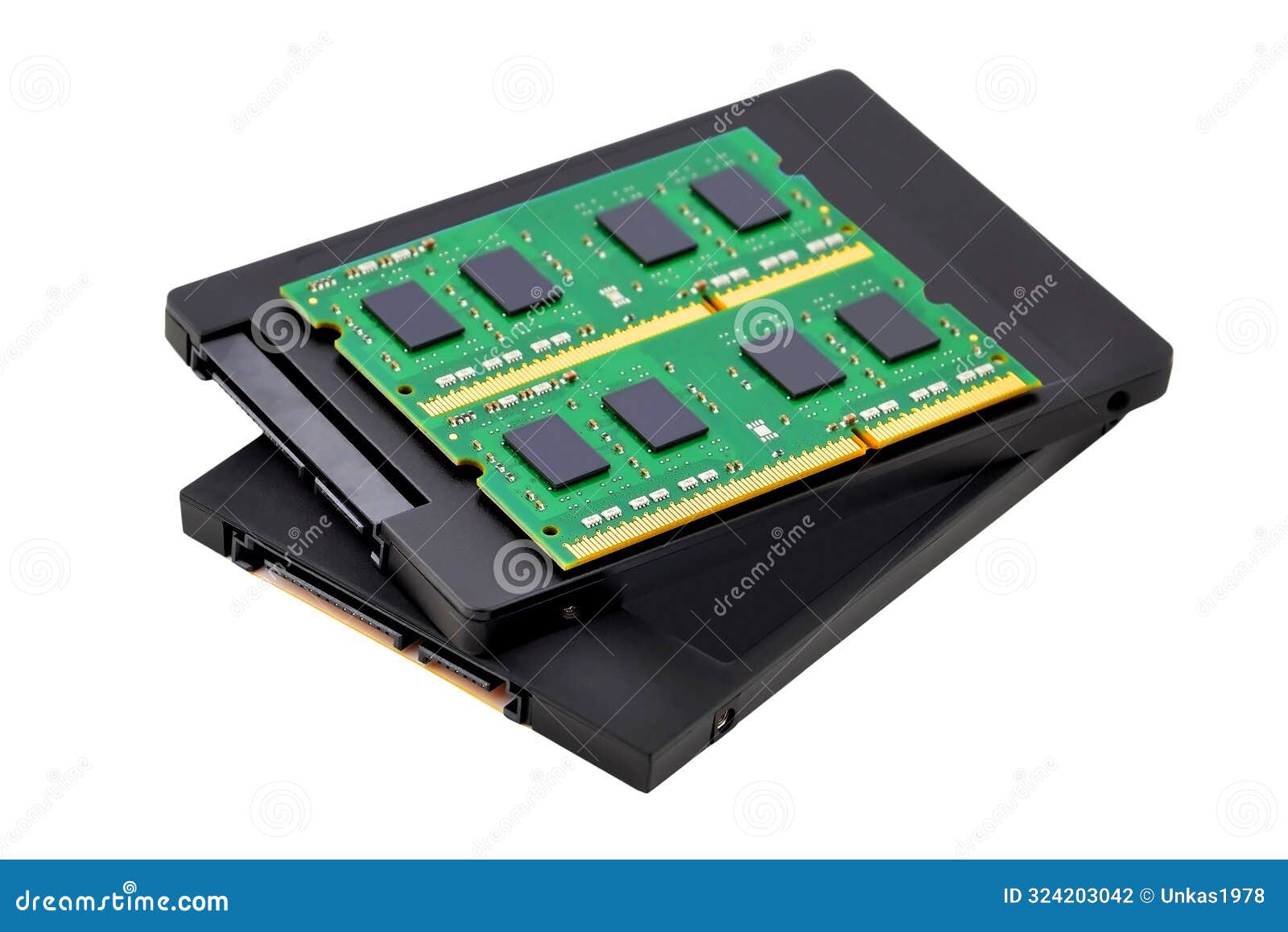 Ram Computer Memory and SSD Drive Stock Photo - Image of electrical ...