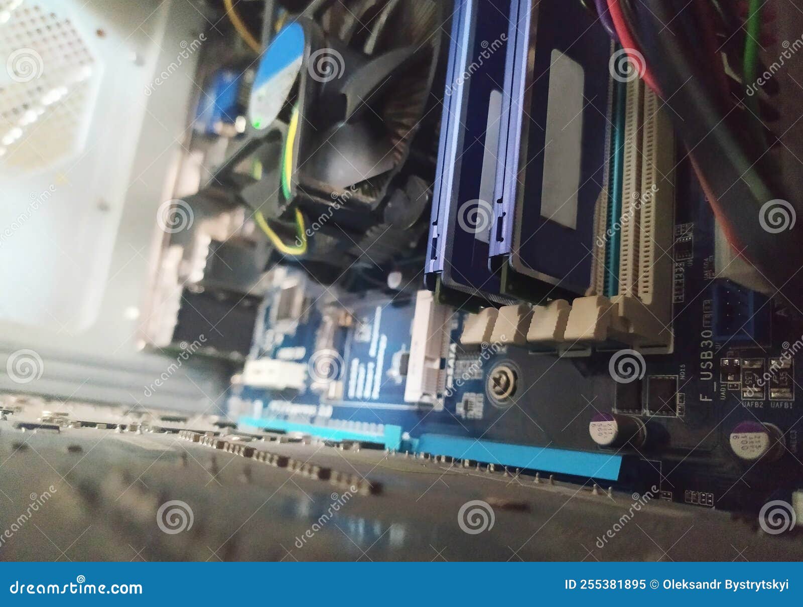 RAM in a Computer Motherboard Stock Image - Image of closeup, system ...