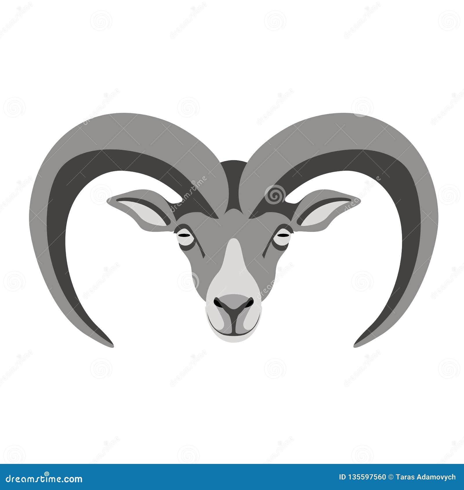 Ram Face ,vector Illustration ,front View Stock Vector - Illustration ...