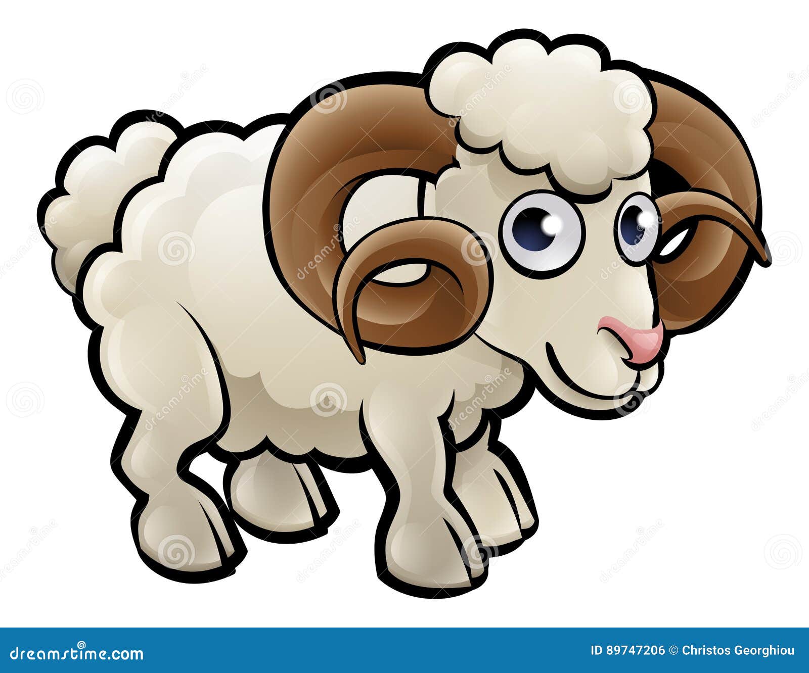 Ram Farm Animals Cartoon Character Vector Illustration | CartoonDealer ...