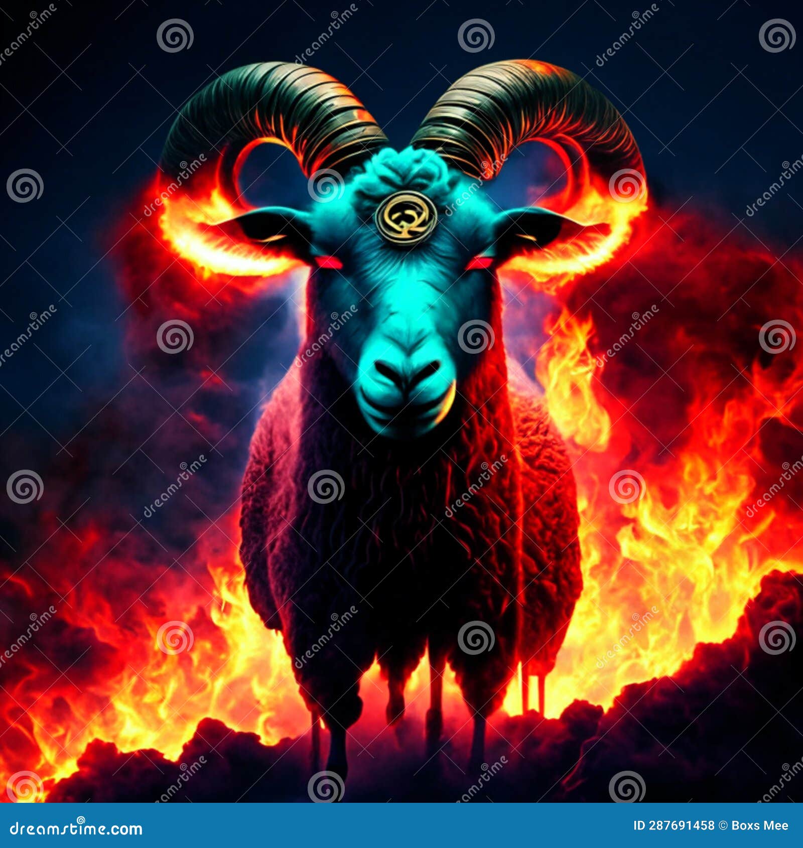 A Ram in the Fire. 3d Rendering, 3d Illustration Stock Illustration ...