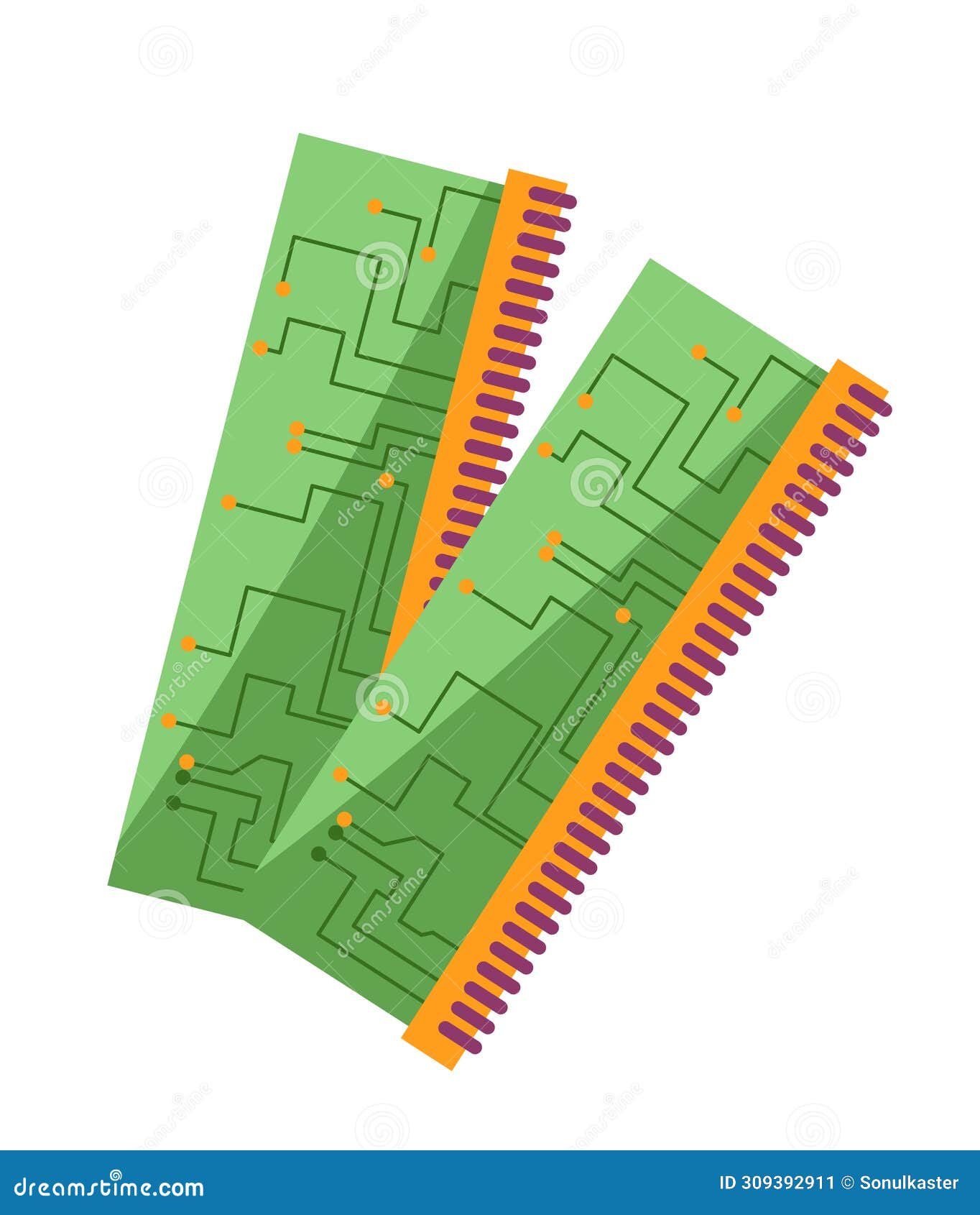 RAM Flash Chip, Memory Module Card for Computer Stock Illustration ...