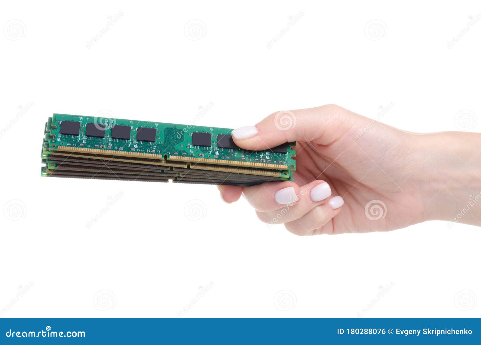RAM in hand stock photo. Image of high, green, memory - 180288076