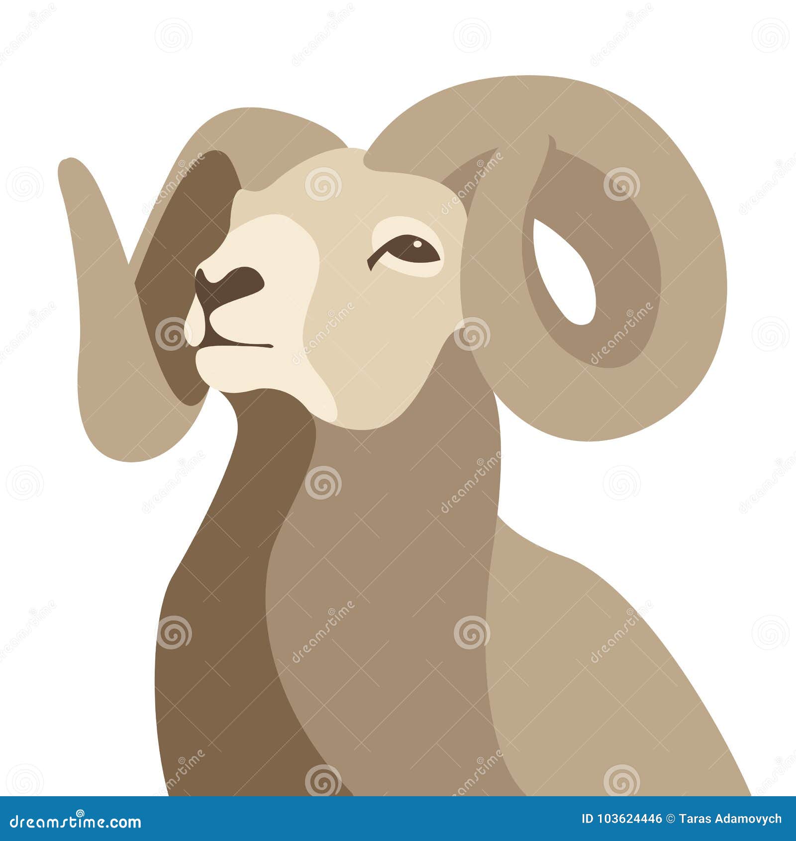 Ram Head Face Vector Illustration Flat Style Stock Vector ...