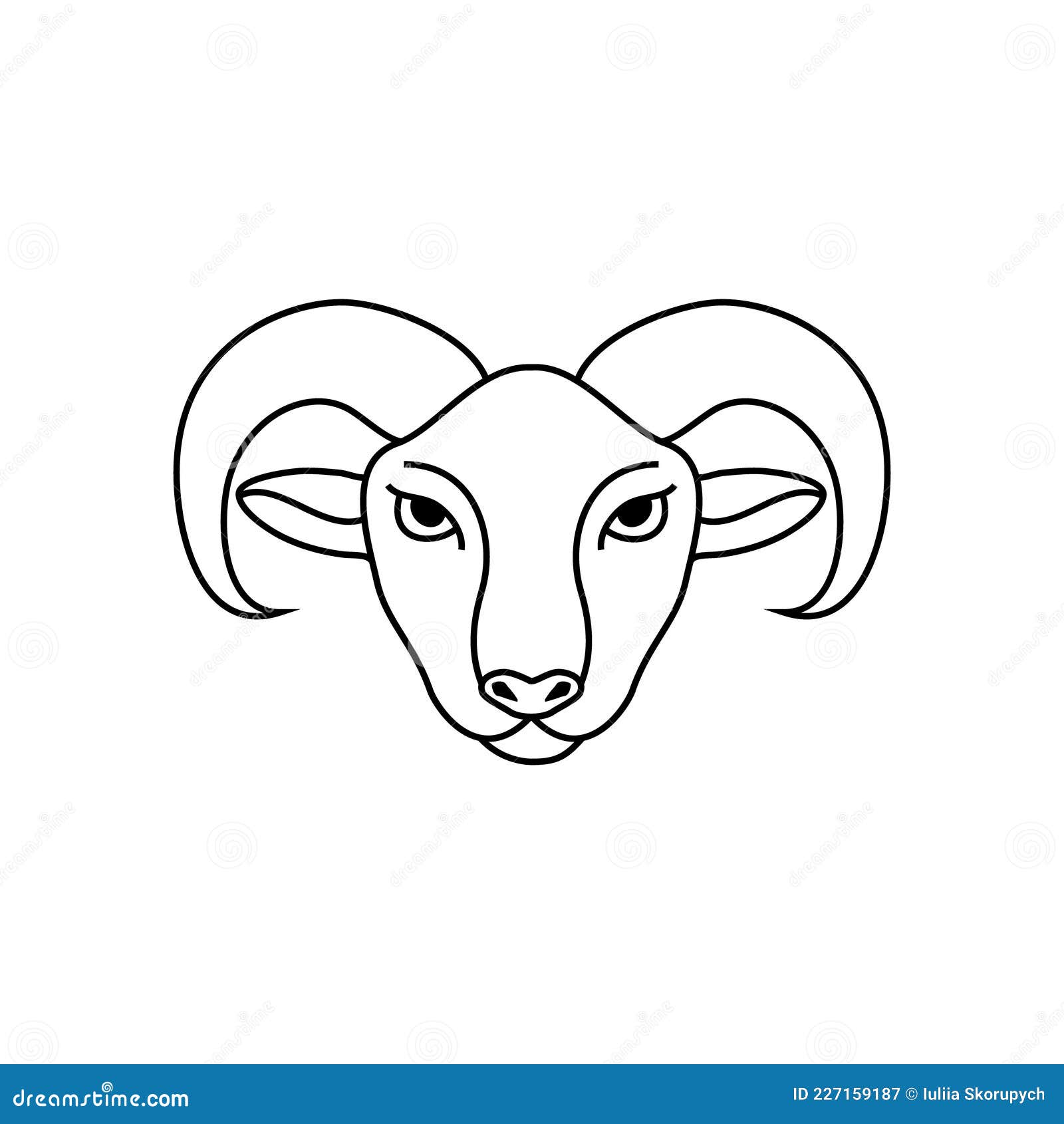 Ram head in line art style stock vector. Illustration of animal - 227159187