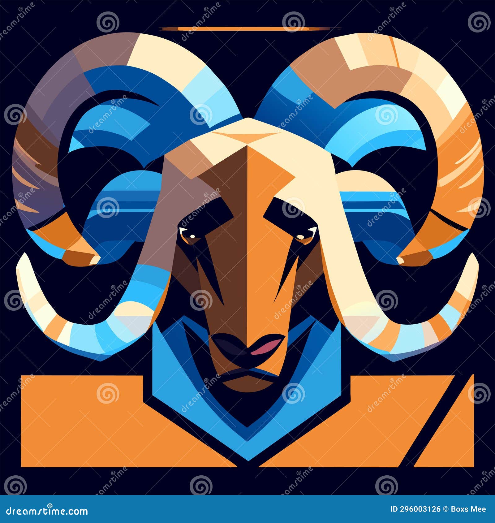 Ram Head. Vector Illustration in a Flat Style on a Dark Background ...