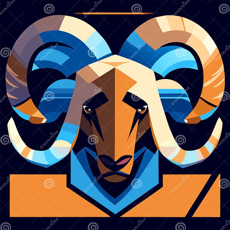 Ram Head. Vector Illustration in a Flat Style on a Dark Background ...