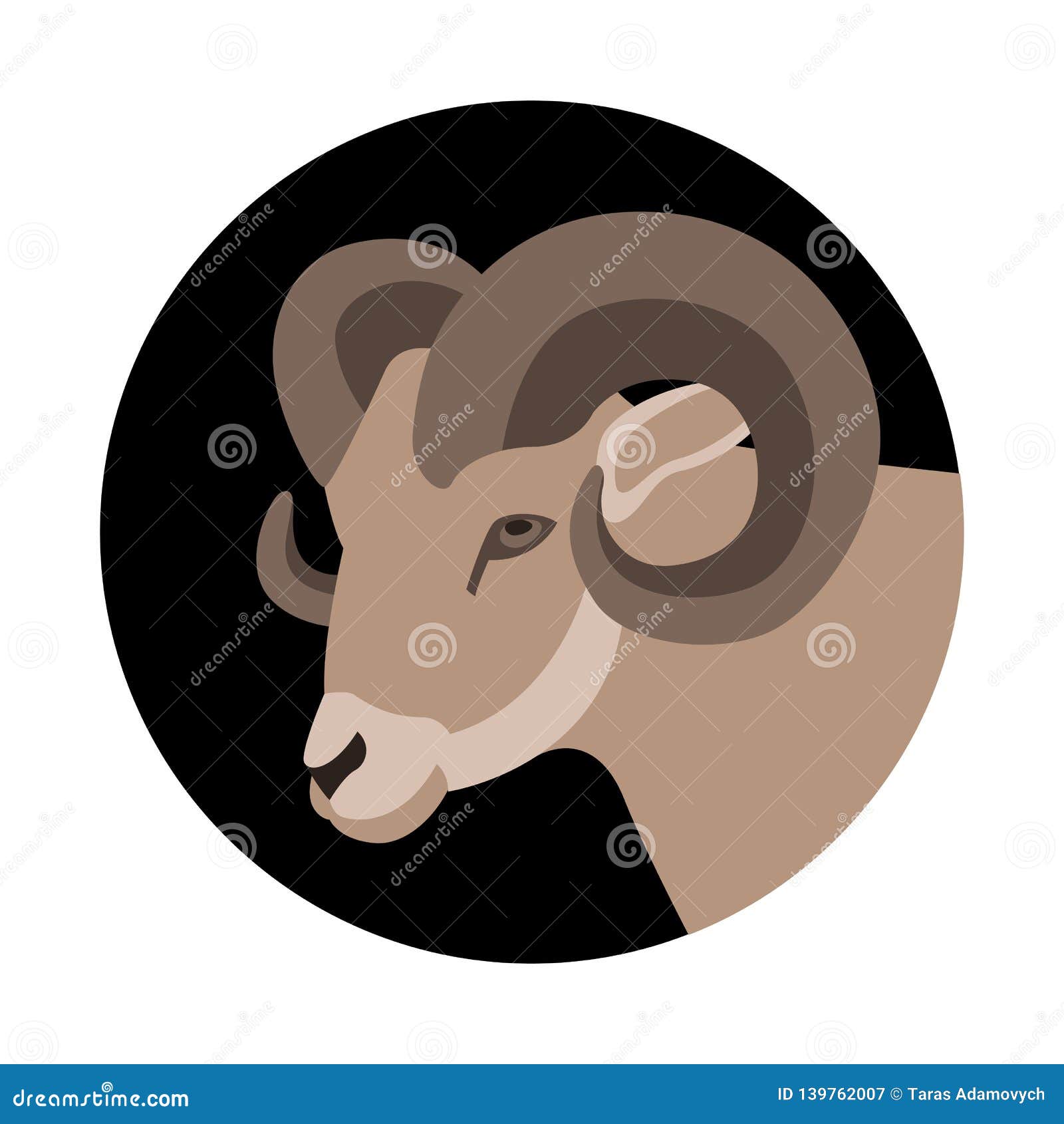 Ram Head, Vector Illustration, Flat Style, Stock Vector - Illustration ...
