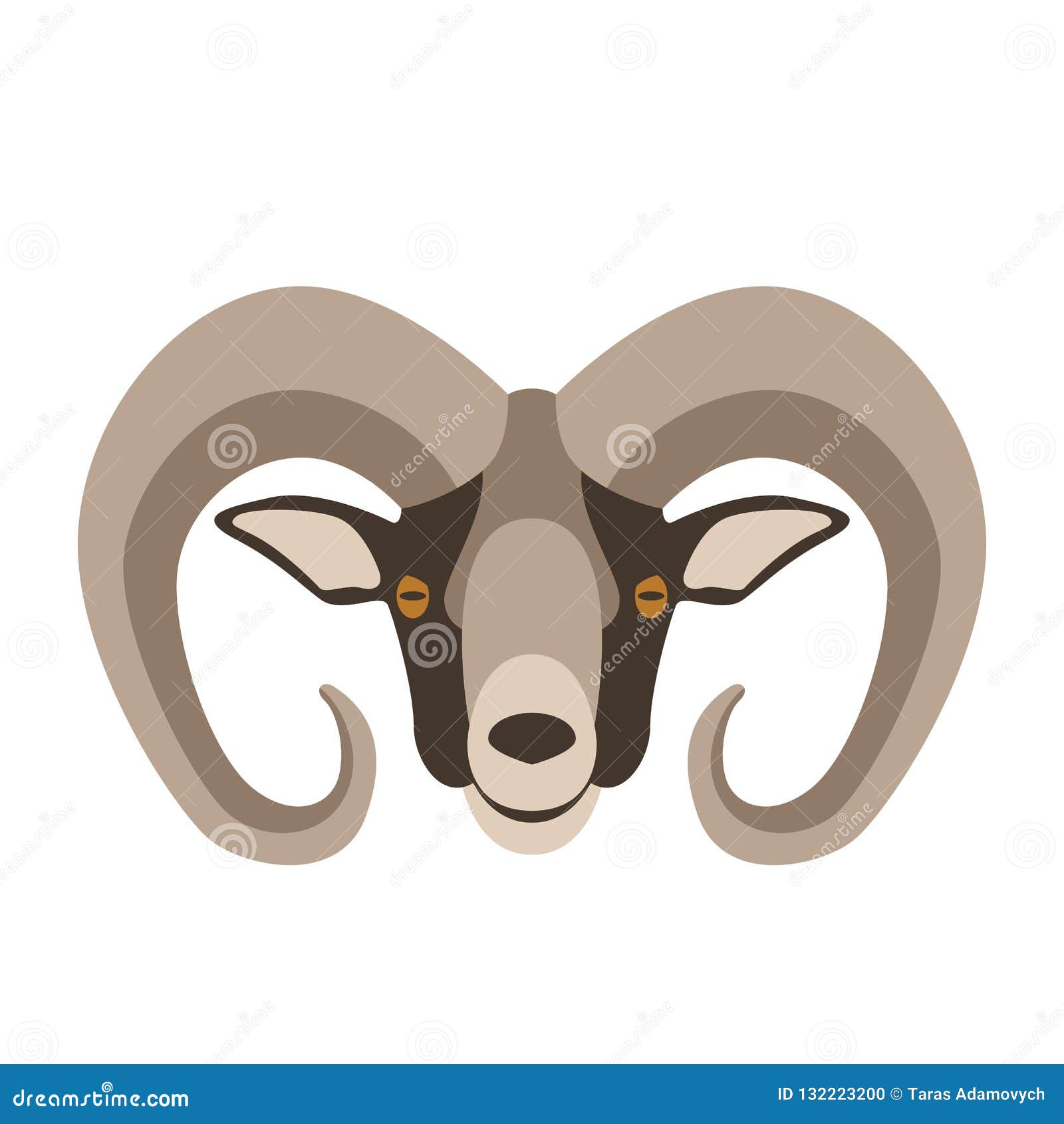 Ram Head, Vector Illustration , Flat Style Stock Vector - Illustration ...