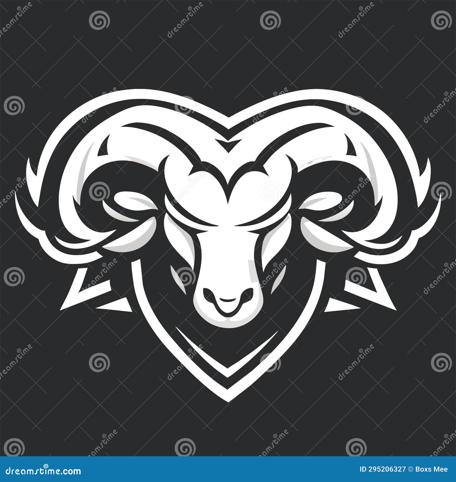 Ram Head Vector Illustration Isolated on Black Background. Graphic ...