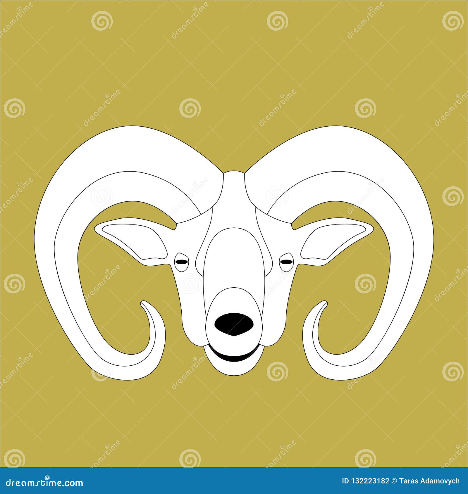 Ram Head, Vector Illustration , Lining Draw Stock Vector - Illustration ...