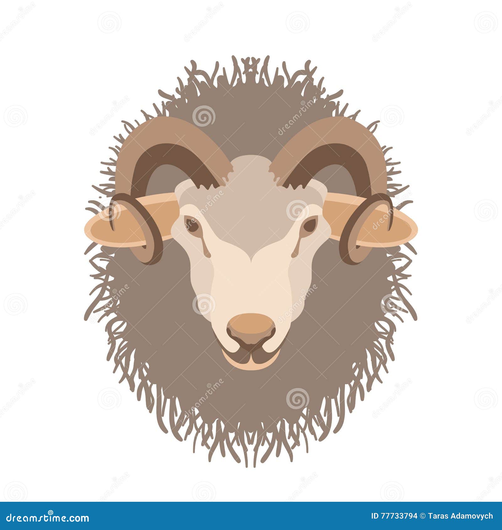 Ram Head Vector Illustration Style Flat Stock Vector - Illustration of ...