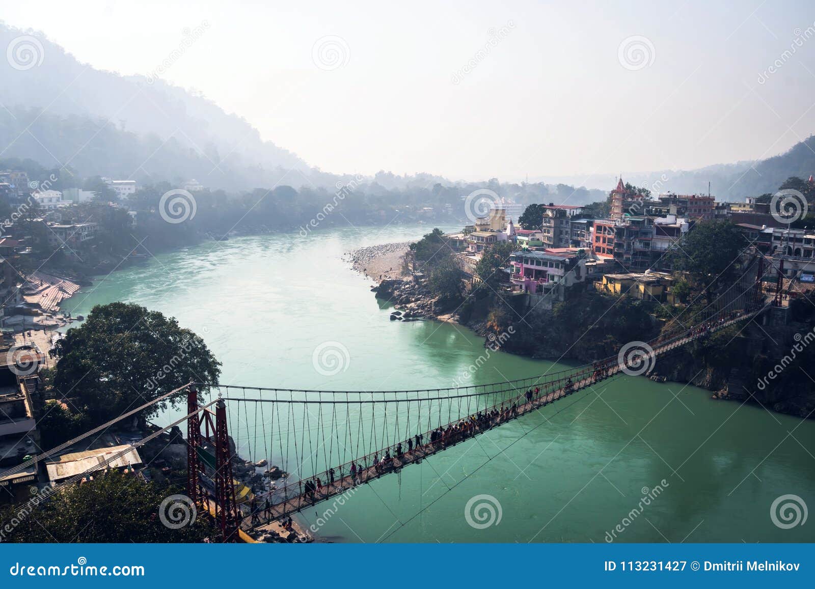 Ram Jhula is an Iron Suspension Bridge Situated in Rishikesh Stock ...
