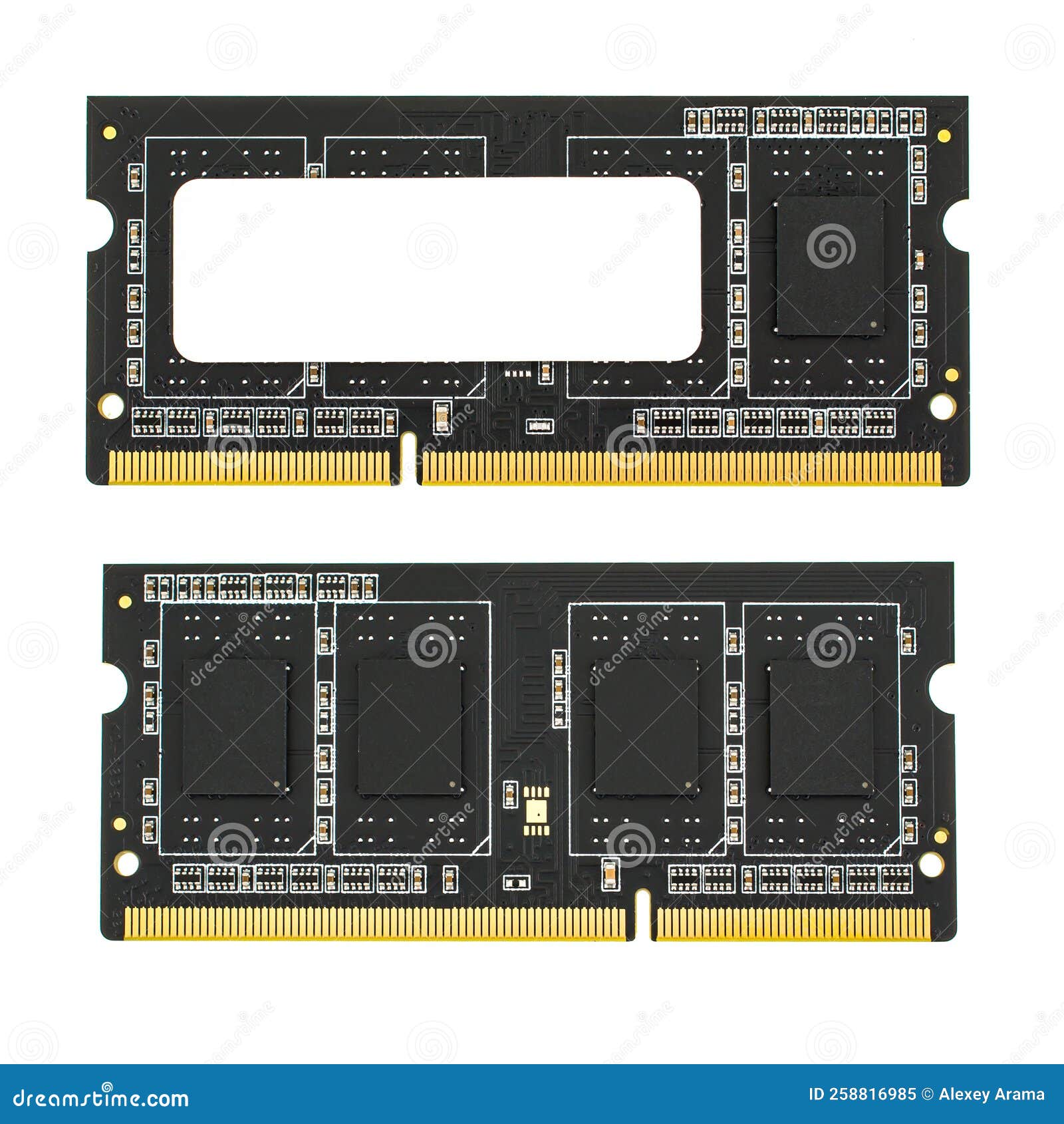 RAM for Laptop so-DIMM DDR3, on White Background, View from Both Sides ...