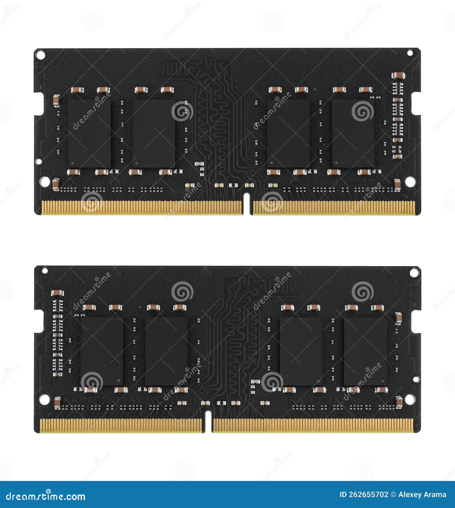 RAM for Laptop SODIMM, on a White Background, View from Two Sides Stock ...