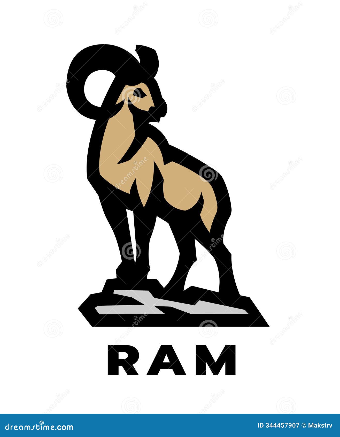 Ram logo, symbol. stock illustration. Illustration of mountain - 344457907
