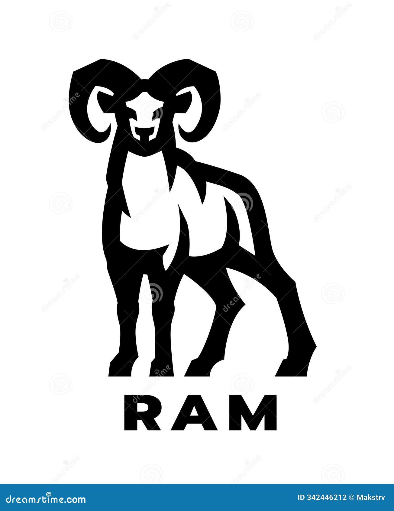 Ram logo, symbol. stock illustration. Illustration of wildlife - 342446212