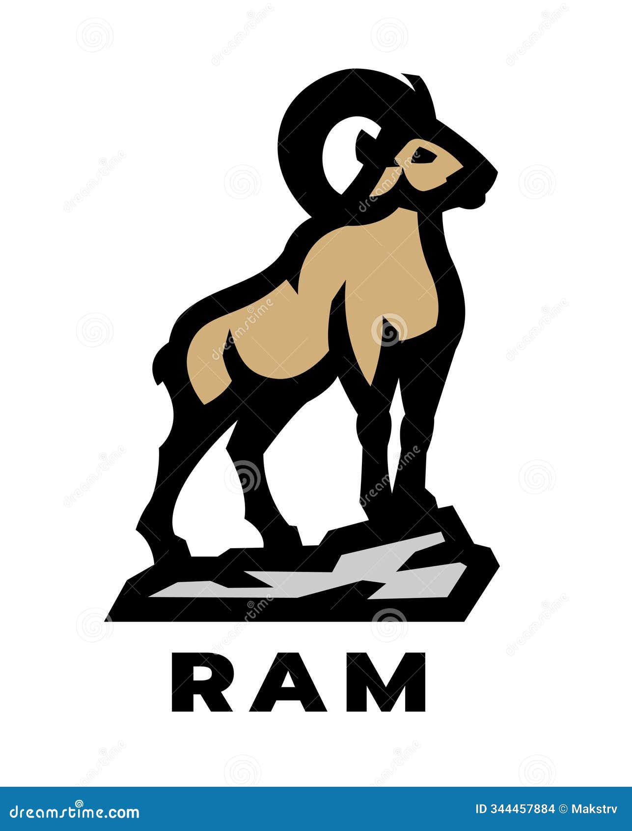 Ram logo, symbol. stock illustration. Illustration of cartoon - 344457884