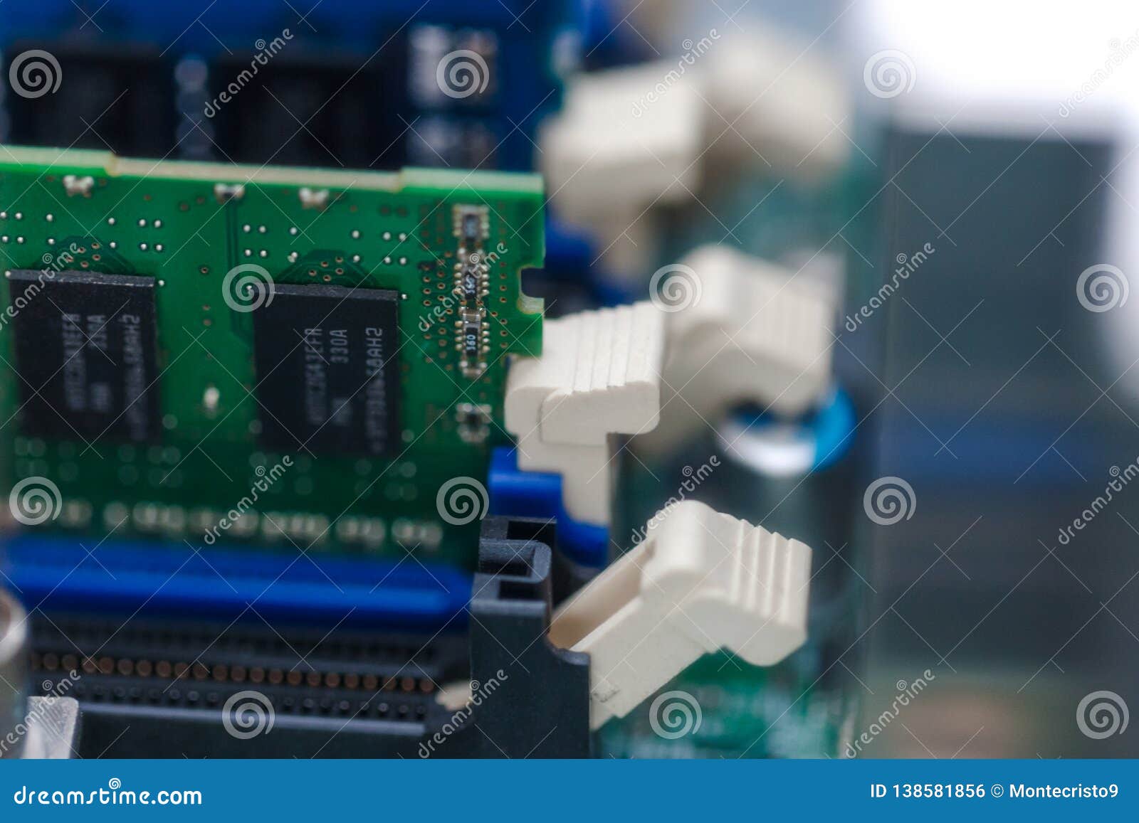 Ram Memory Chip at Server Motherboard. Selective Focus. Cloud Web ...