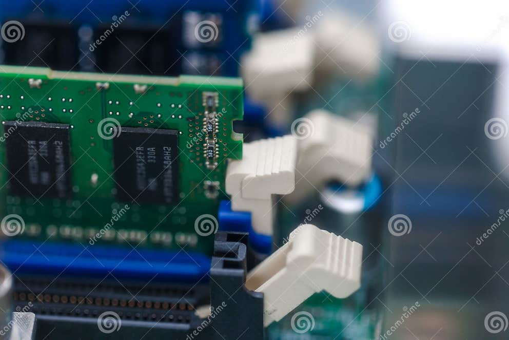 Ram Memory Chip at Server Motherboard. Selective Focus. Cloud Web ...