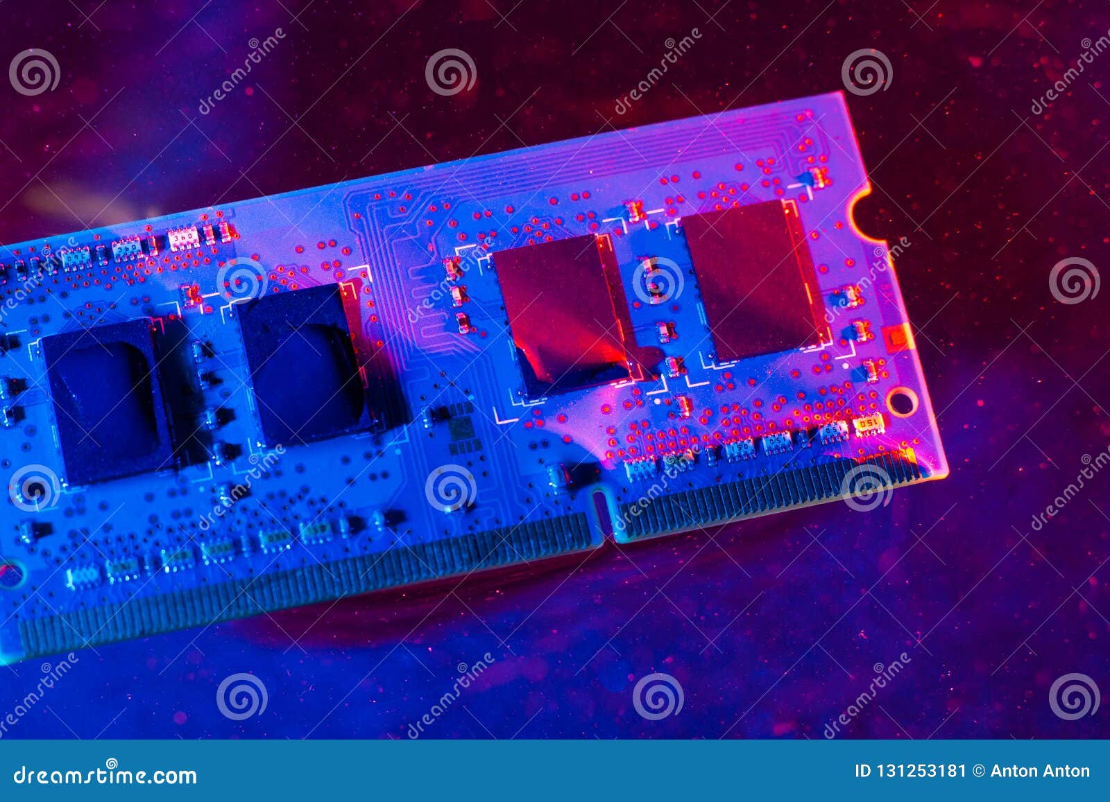 RAM Memory from a Laptop, Ram. Blue and Red Light, Under Water ...