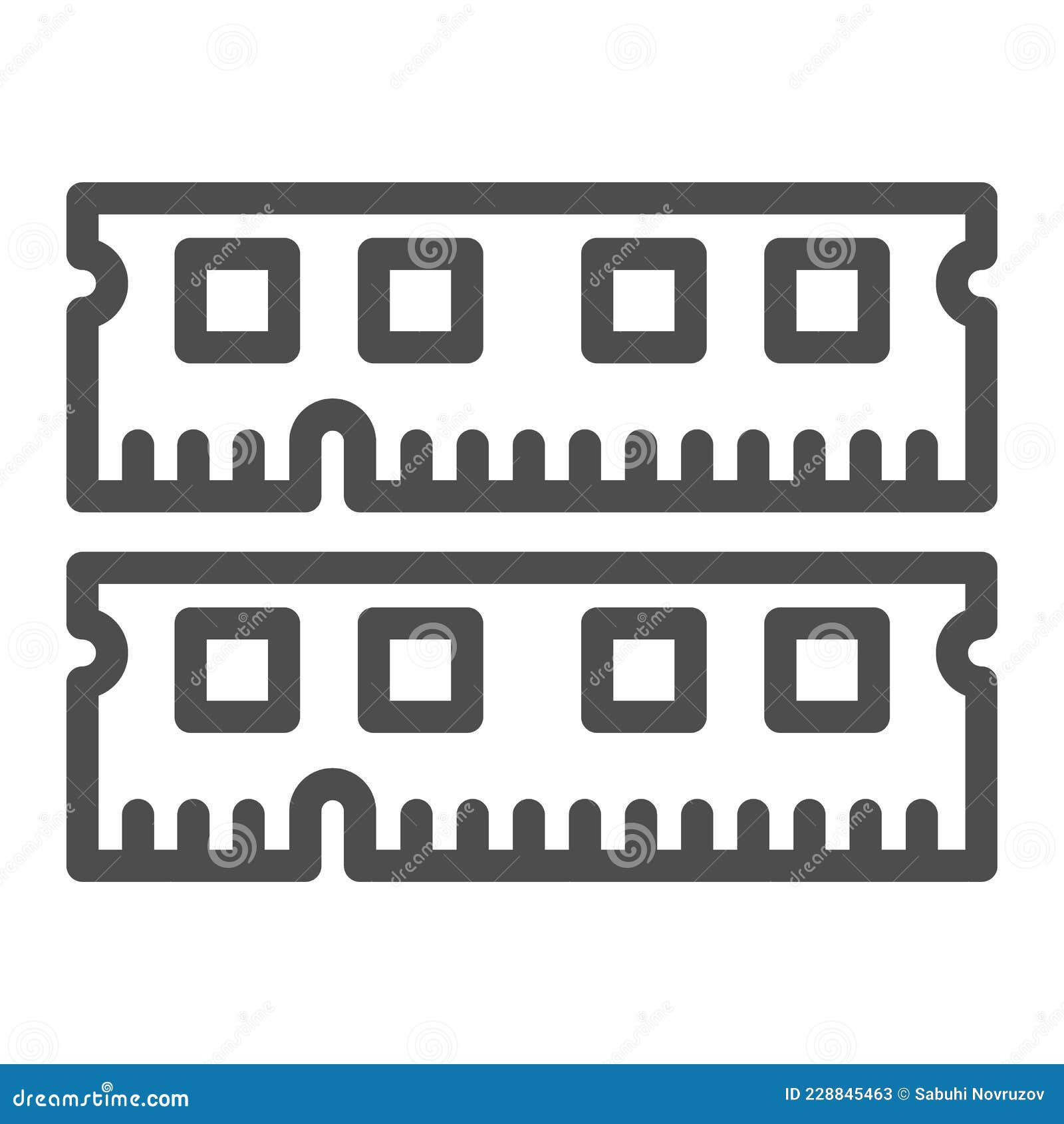 RAM Module Line Icon, Electronics Concept, Memory Module Fragments ...