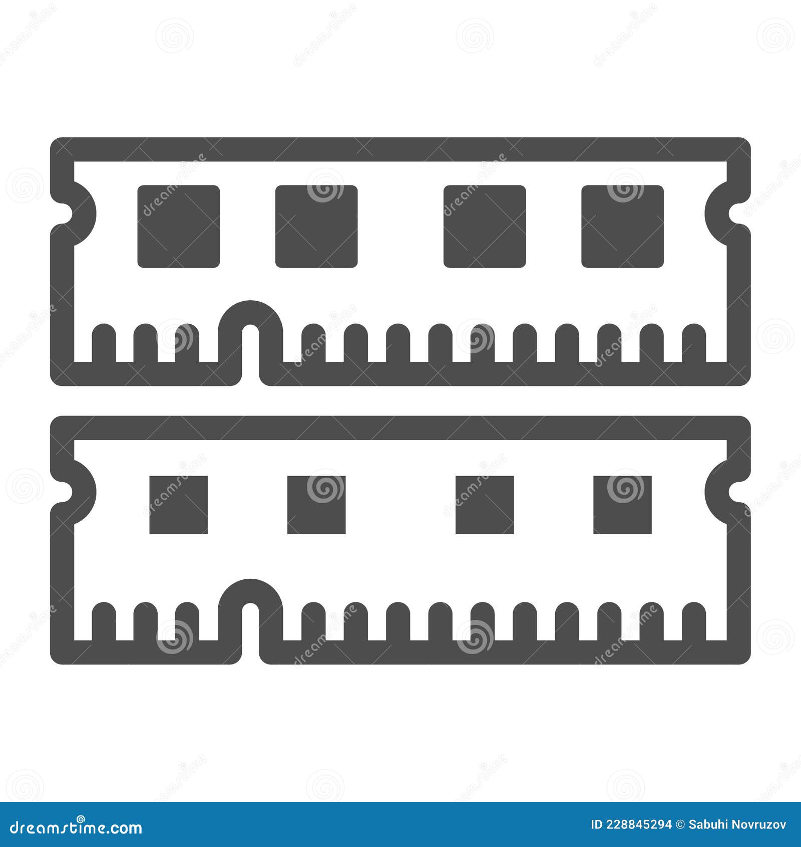 RAM Module Solid Icon, Electronics Concept, Memory Module Fragments ...