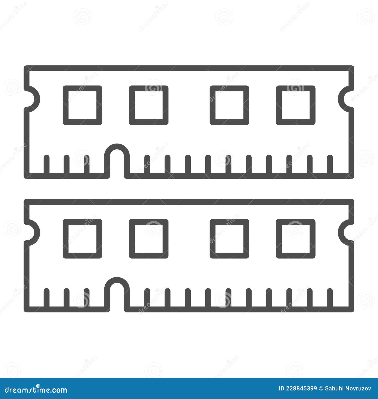 RAM Module Thin Line Icon, Electronics Concept, Memory Module Fragments ...