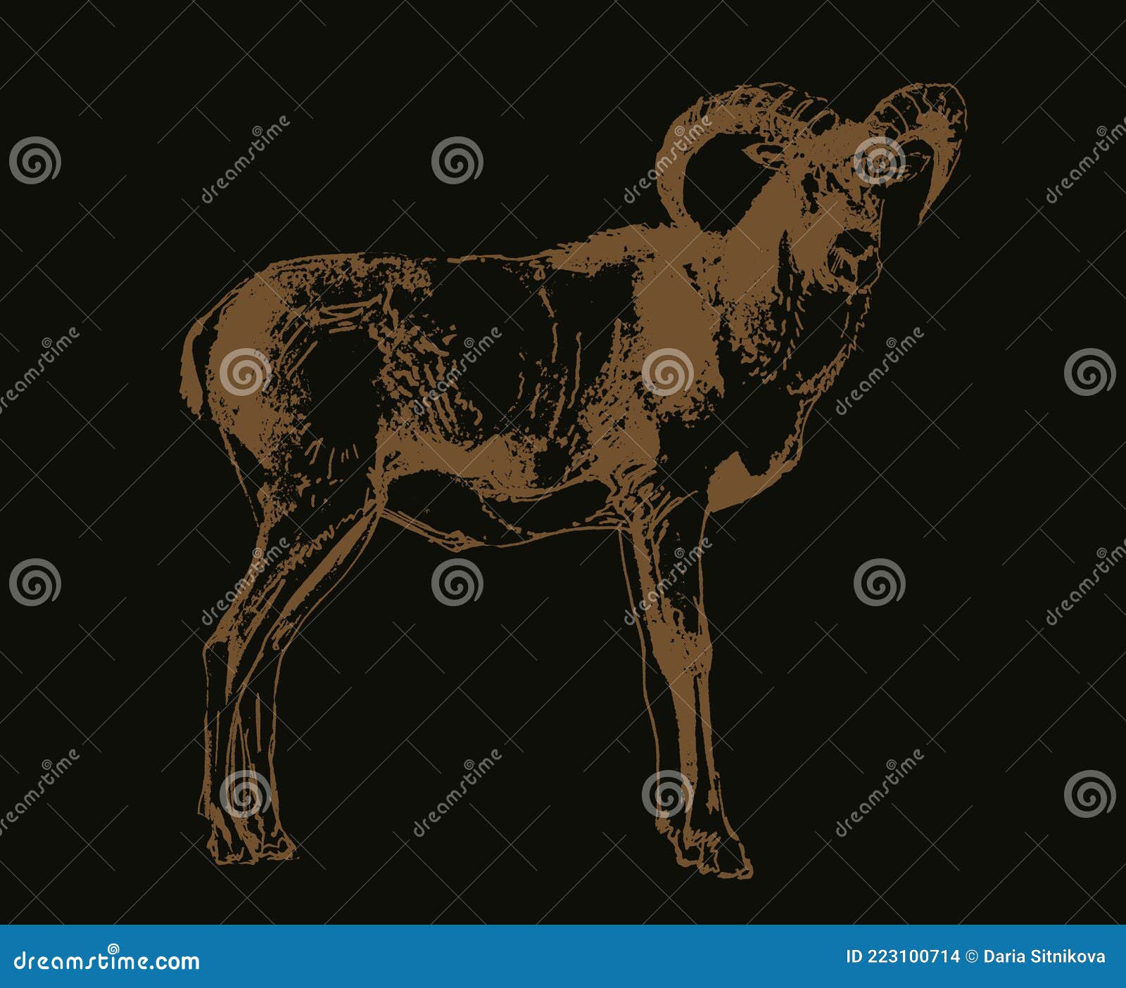 Ram sketch stock illustration. Illustration of target - 223100714