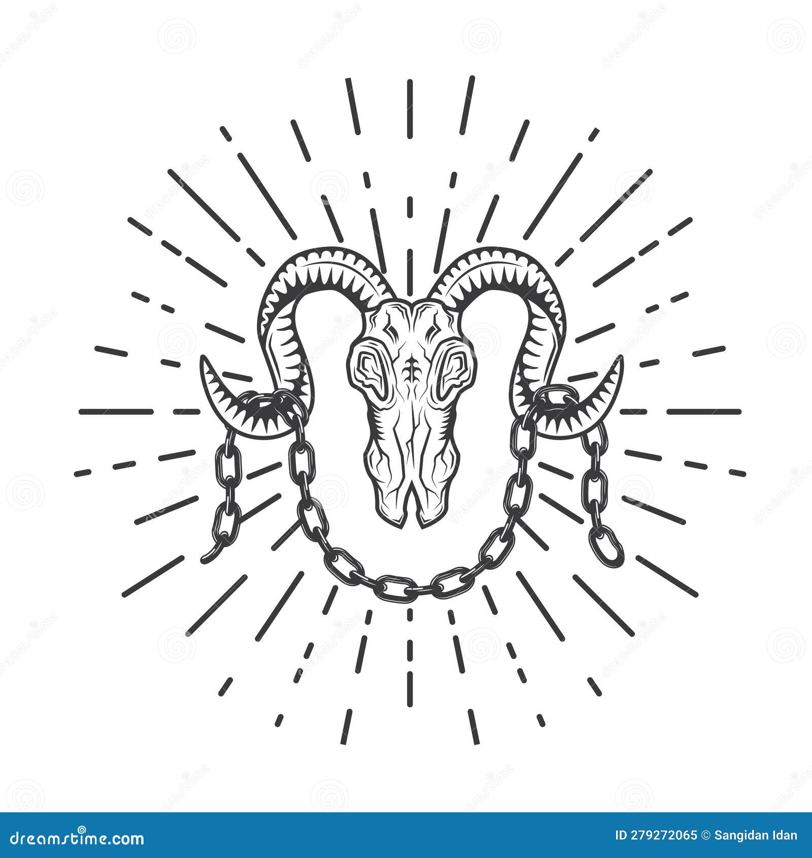 Ram Skull with Chains on Its Horns Vector Element Concept Design ...