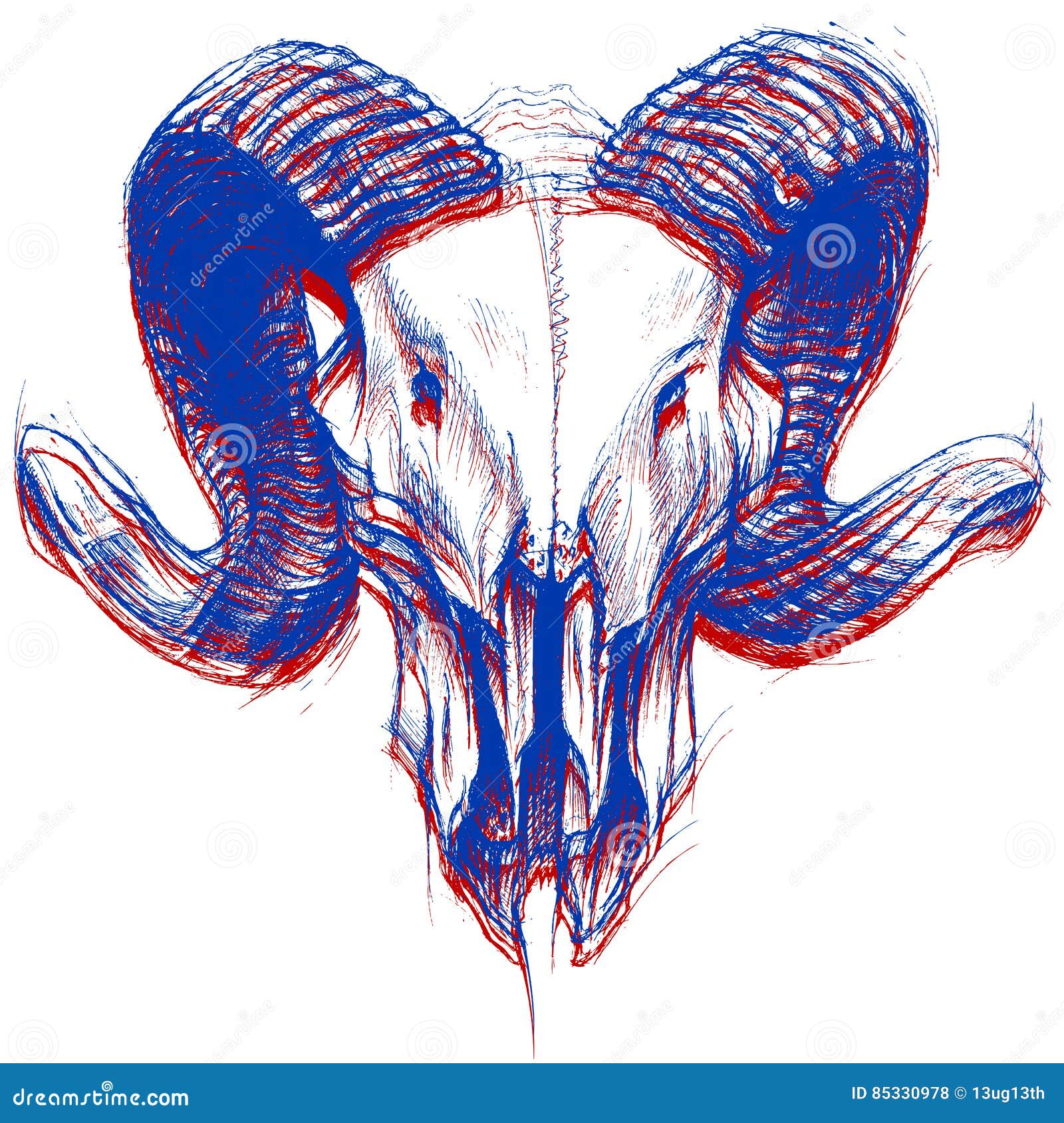 Ram Skull 3D stock vector. Illustration of draw, death - 85330978