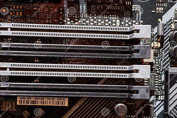 RAM Slots on a Motherboard Close-up Stock Image - Image of circuit ...