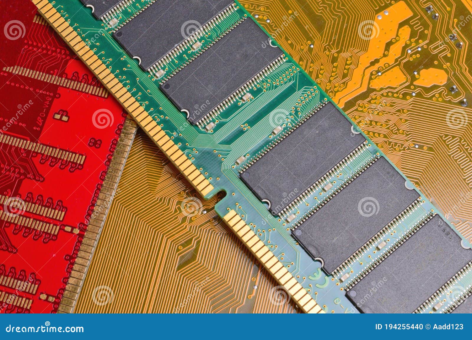 RAM Strips of Different Colors. Stock Photo - Image of micro, green ...