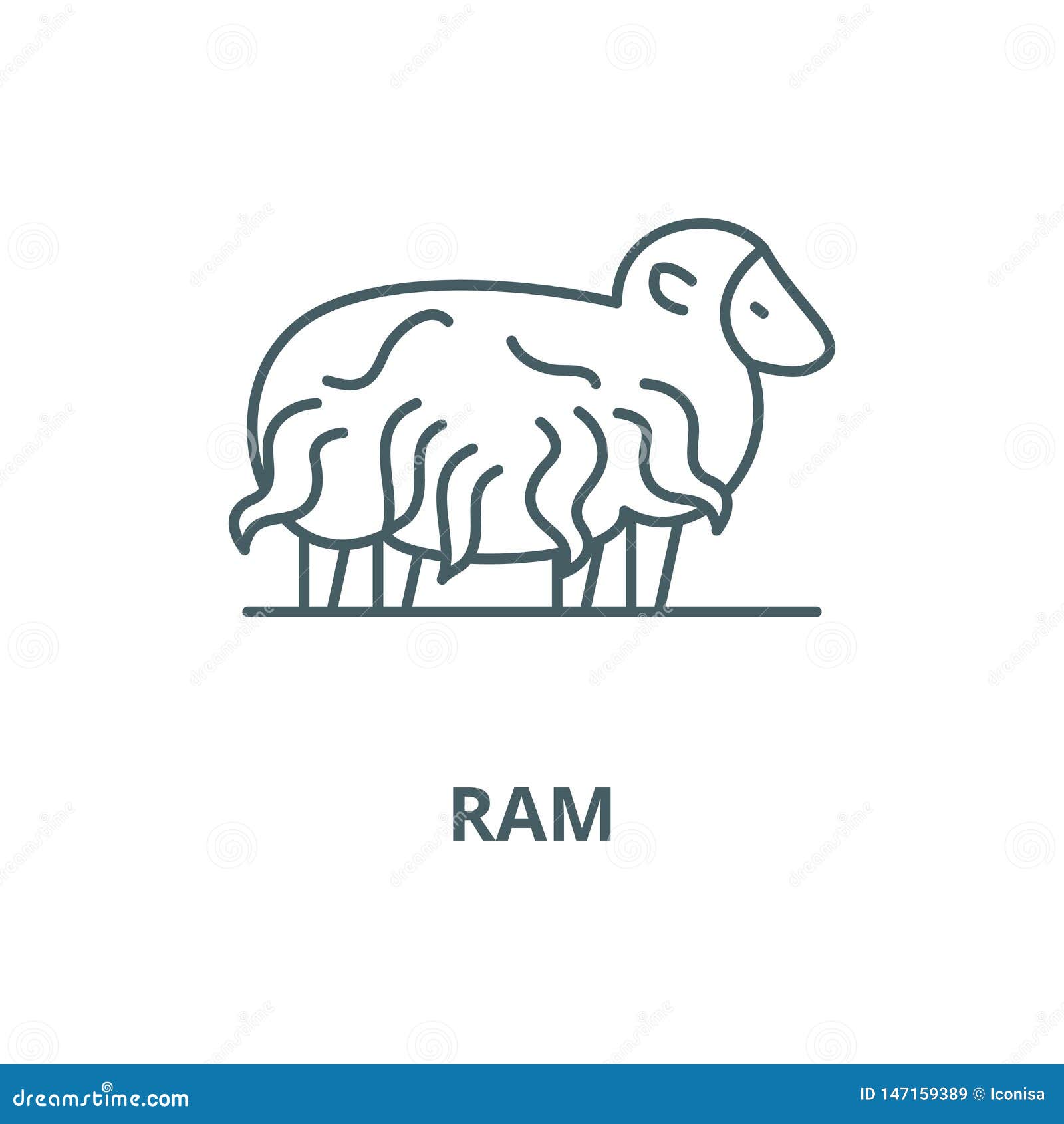 Ram Vector Line Icon, Linear Concept, Outline Sign, Symbol Stock Vector ...