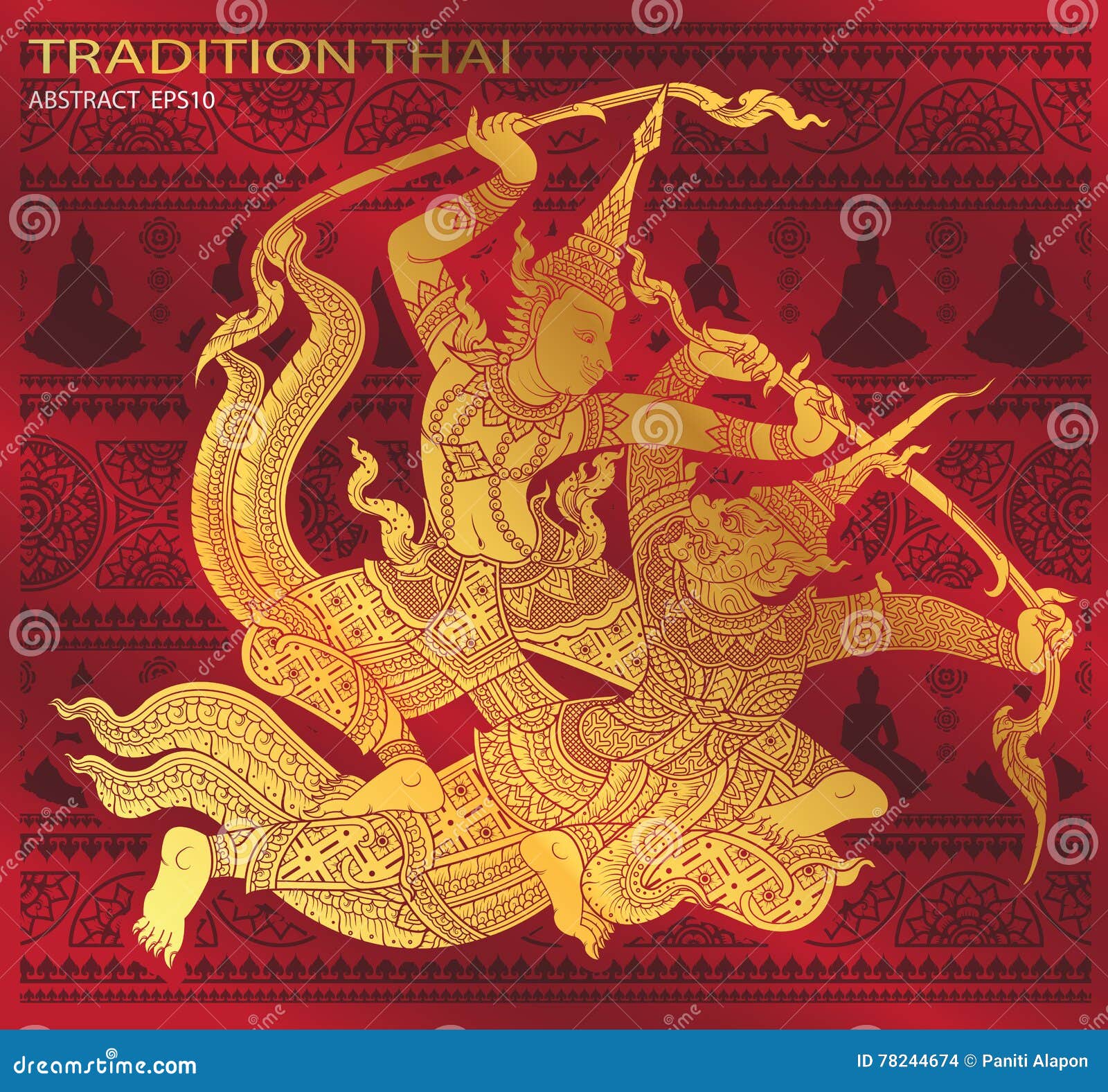 Rama Battle A Giant Of Thai Tradition Style For Greeting Card Design ...