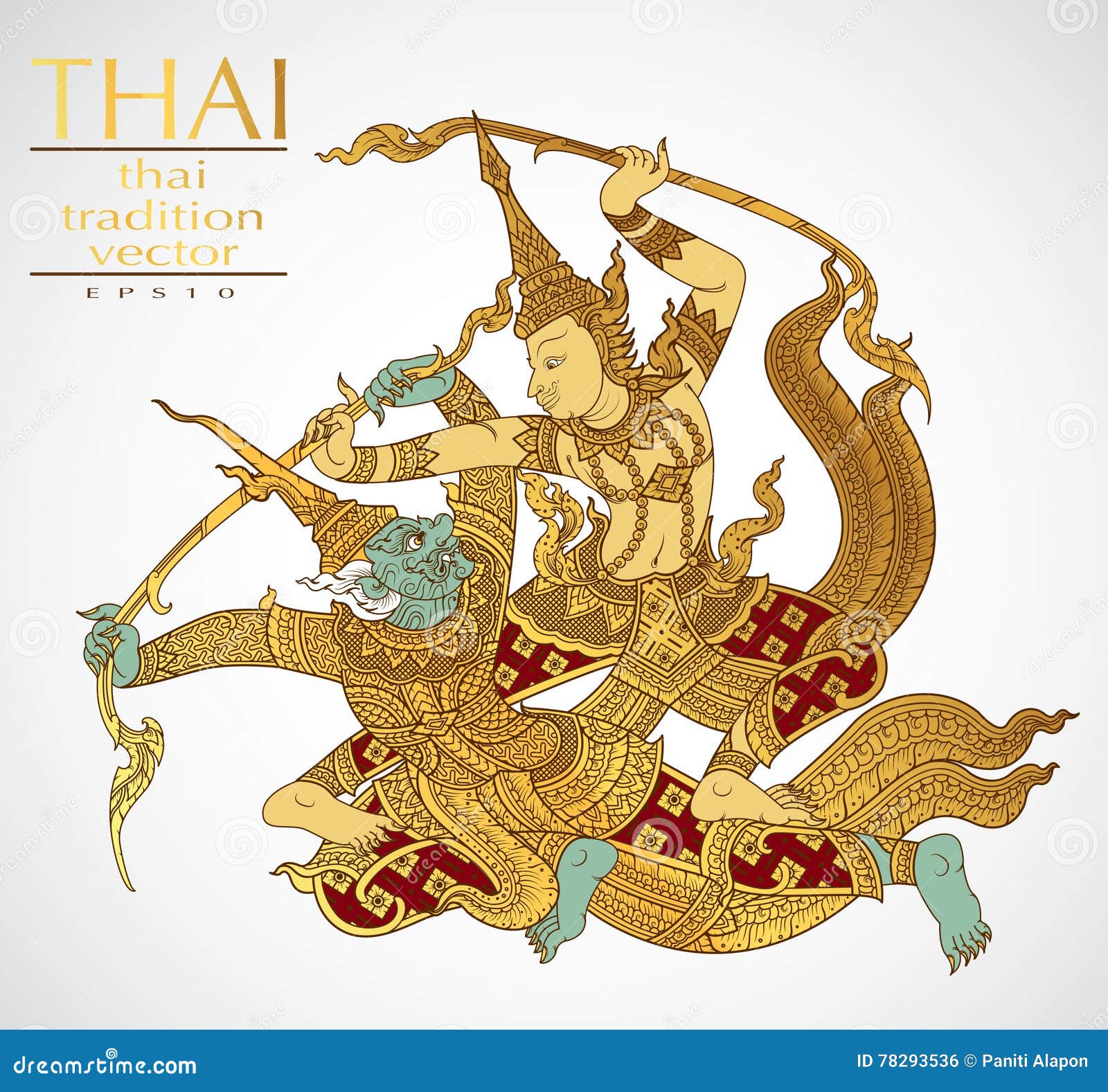 Rama Battle A Giant Of Thai Tradition Style For Greeting Card Design ...