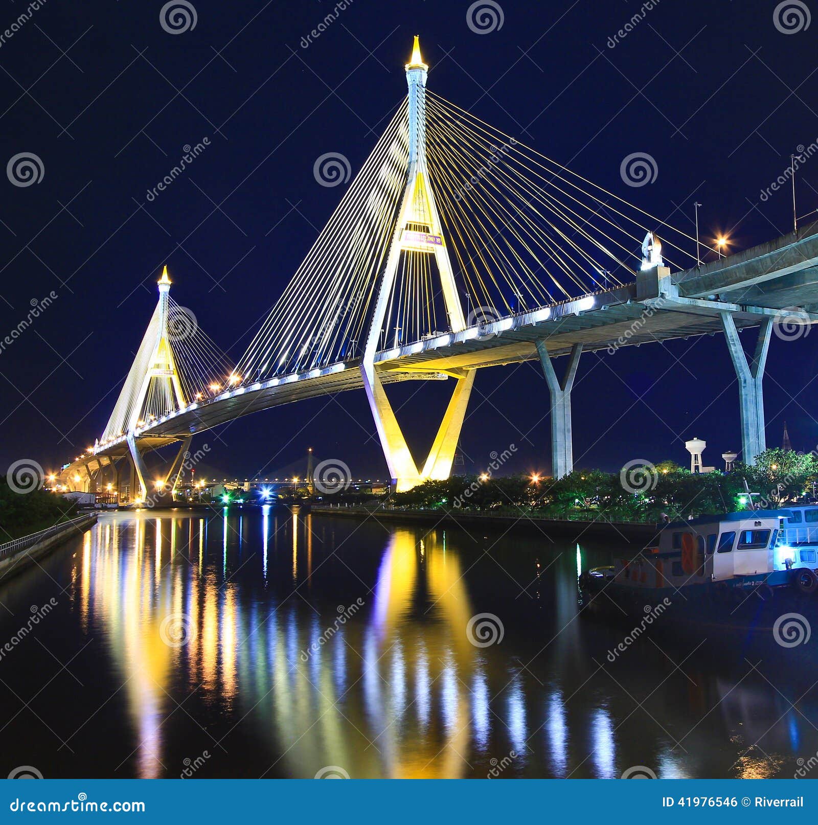 Rama 9 Bridge in the Evening Stock Photo - Image of bhumibol, landscape ...