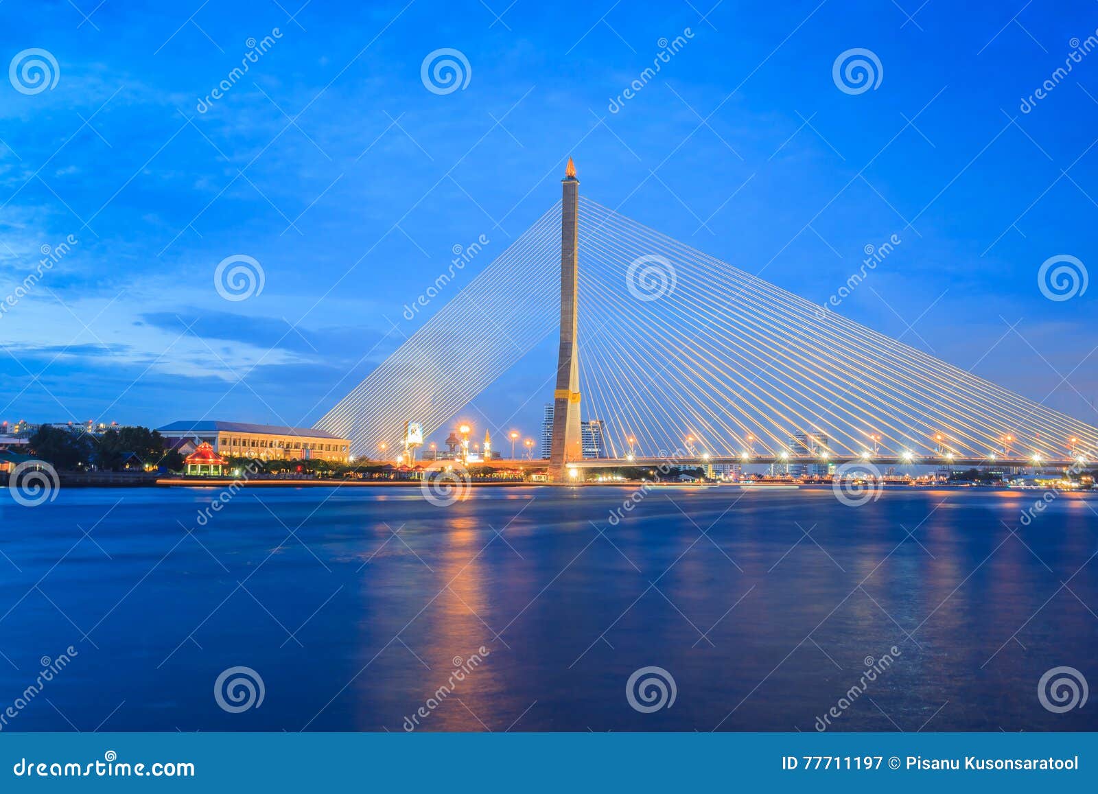 Rama 8 bridge editorial photography. Image of city, water - 77711197