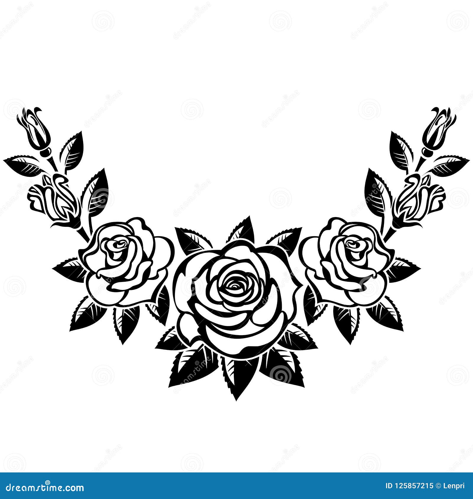 Rama de rosas; ilustración del vector. Ilustración de objeto - 125857215