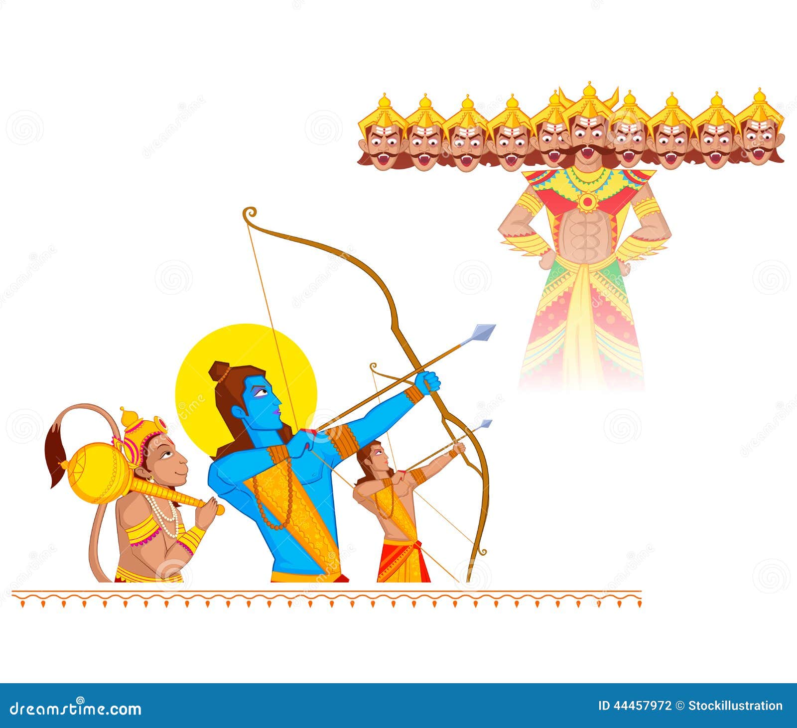 Rama Killing Ravana During Dussehra Stock Vector - Image: 44457972