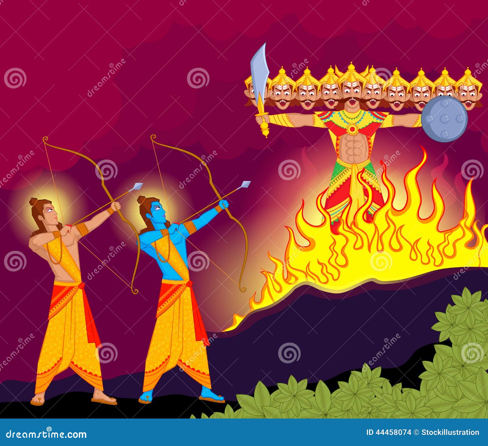 Rama Killing Ravana During Dussehra Stock Vector - Image: 44458074