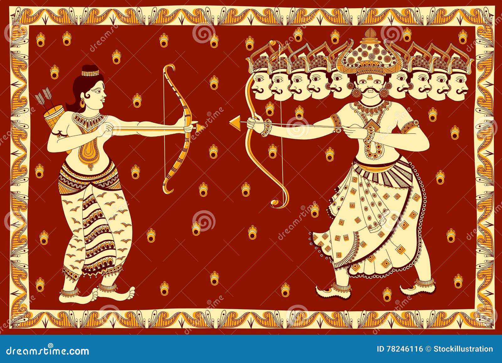 Rama Killing Ravana during Dussehra Stock Vector - Illustration of ...