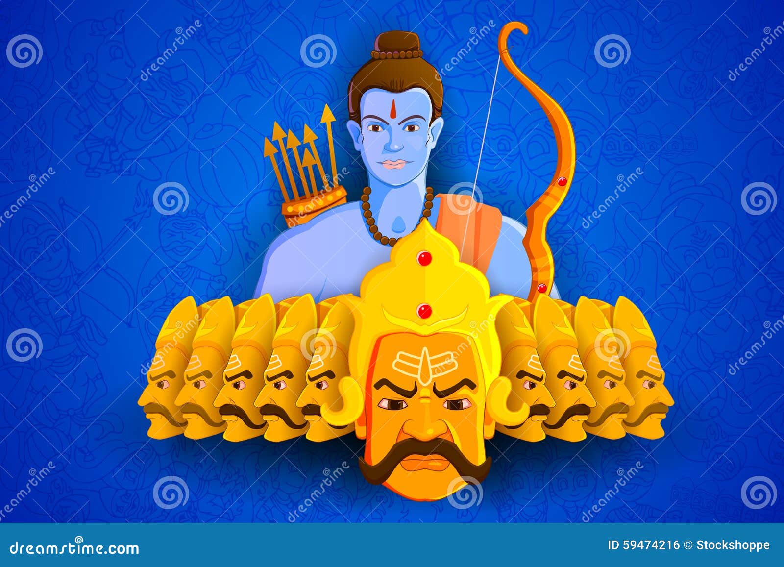 Rama Killing Ravana in Happy Dussehra Stock Vector - Illustration of ...