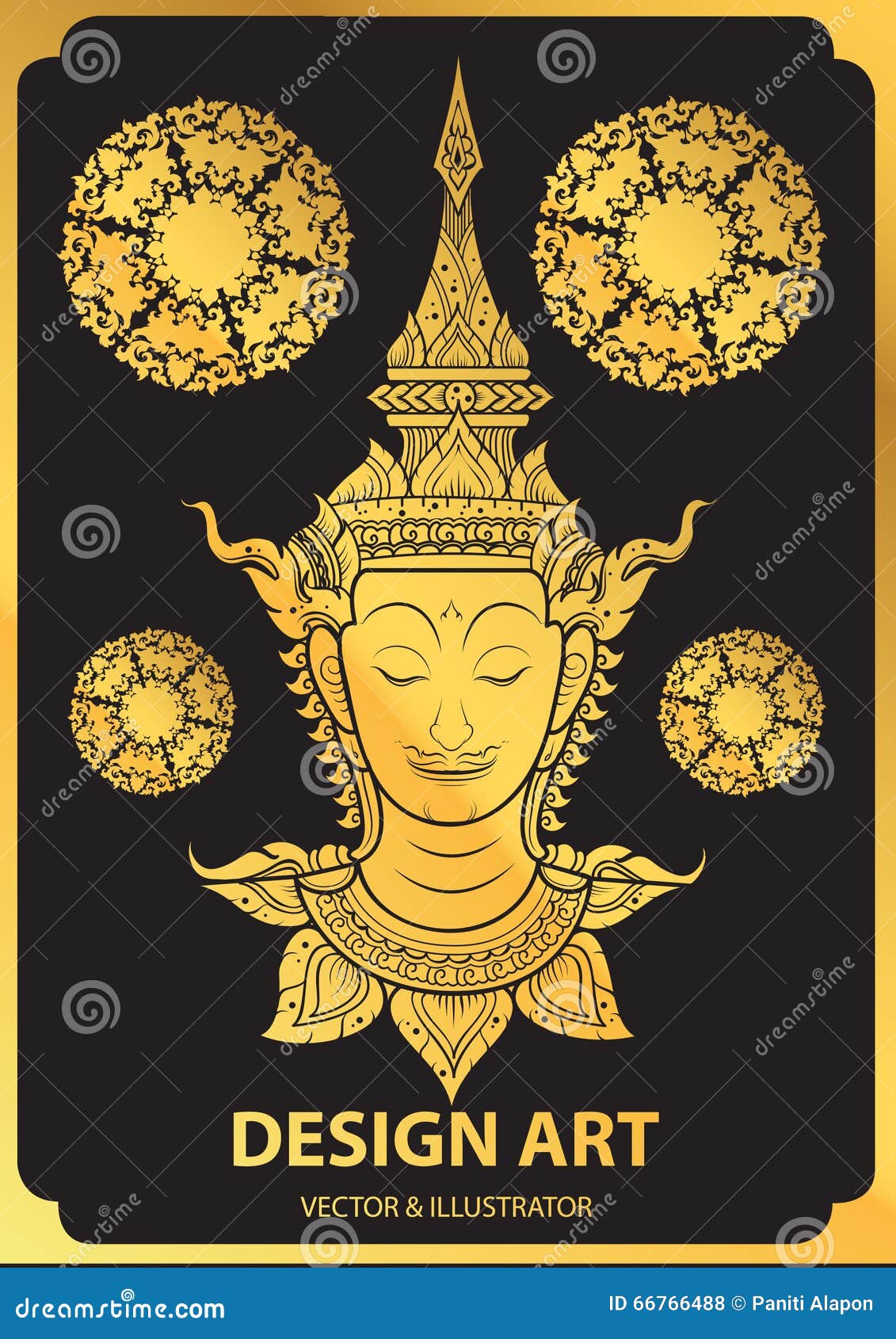 Rama Face Mask In Thai Culture Dancing Drawing Isolated Vector ...