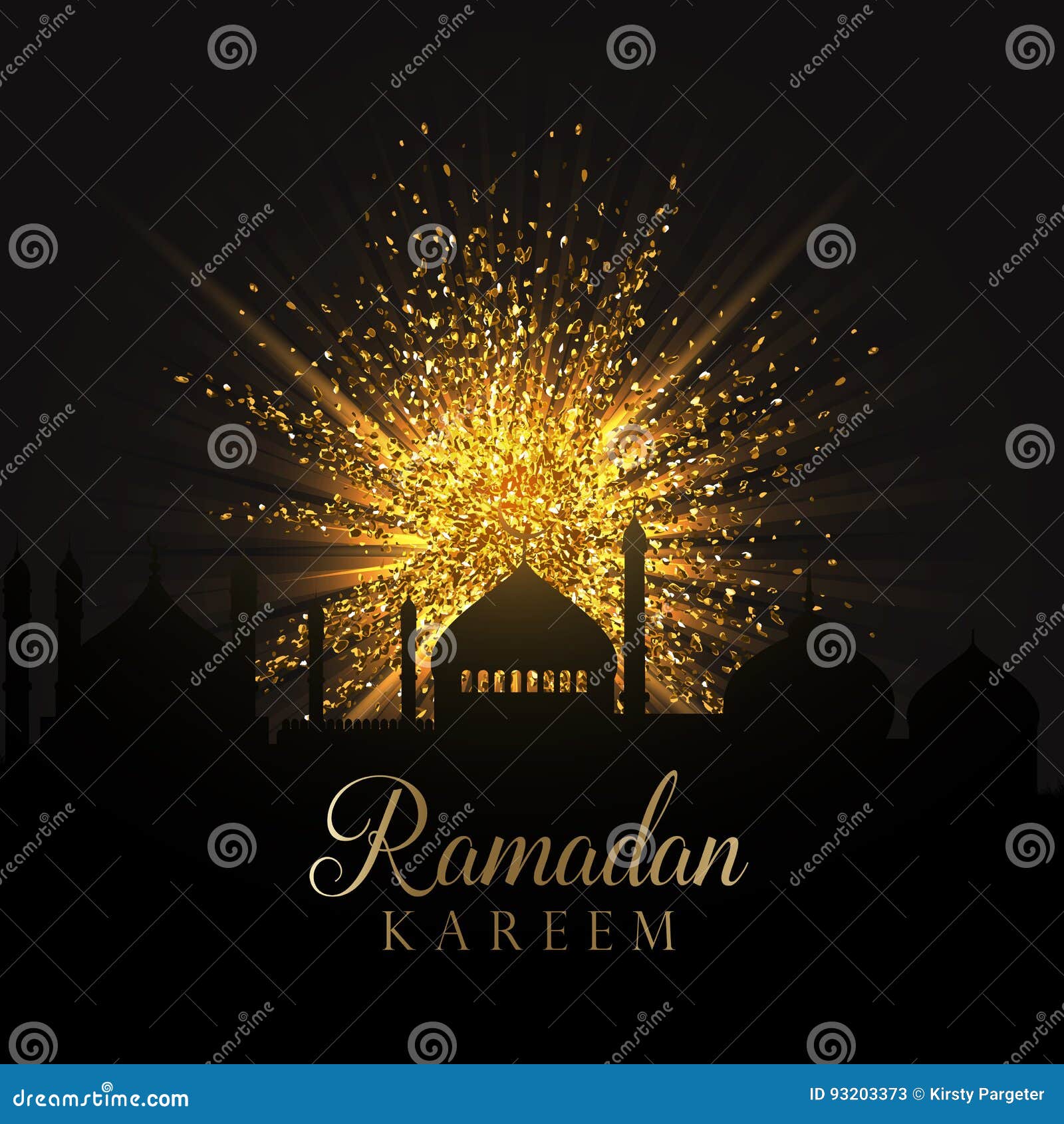 Ramadan Background with Gold Glitter Stock Vector - Illustration of ...