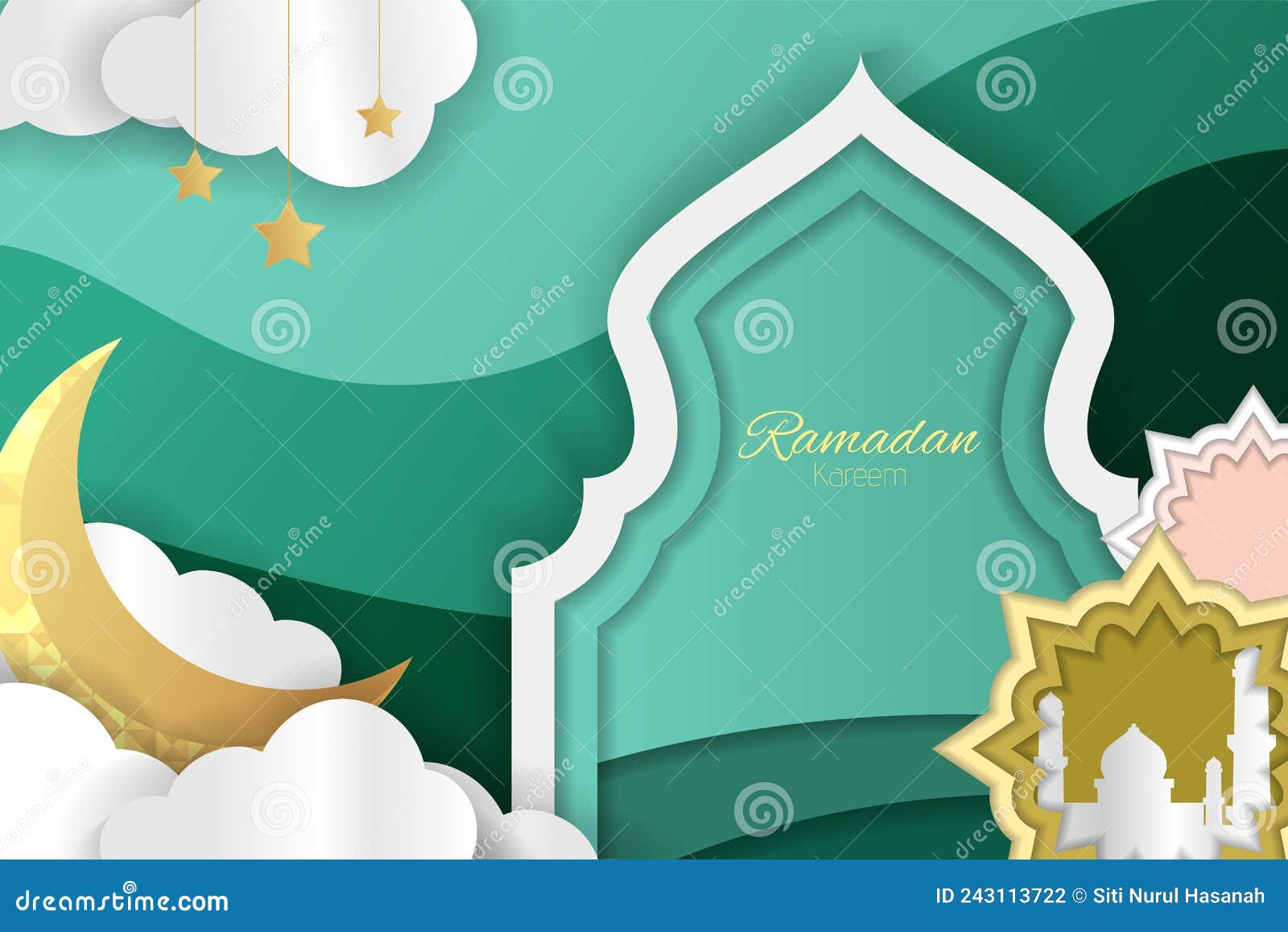 Islamic Man In White Robe With Karan At Night Vector Illustration ...